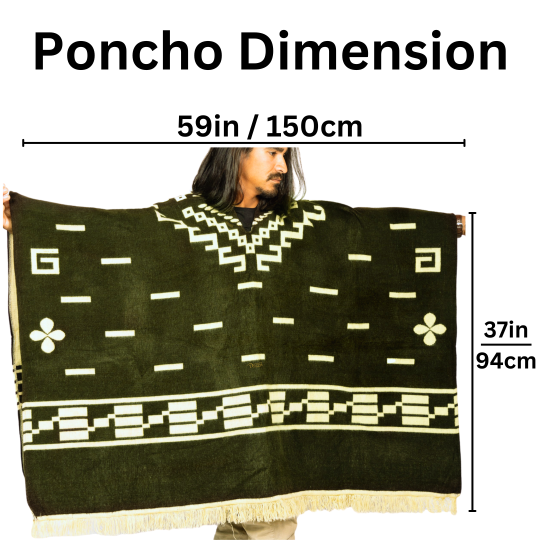 Iconic Western Film Inspired Alpaca Wool Poncho - Olive Green – DAVLINA