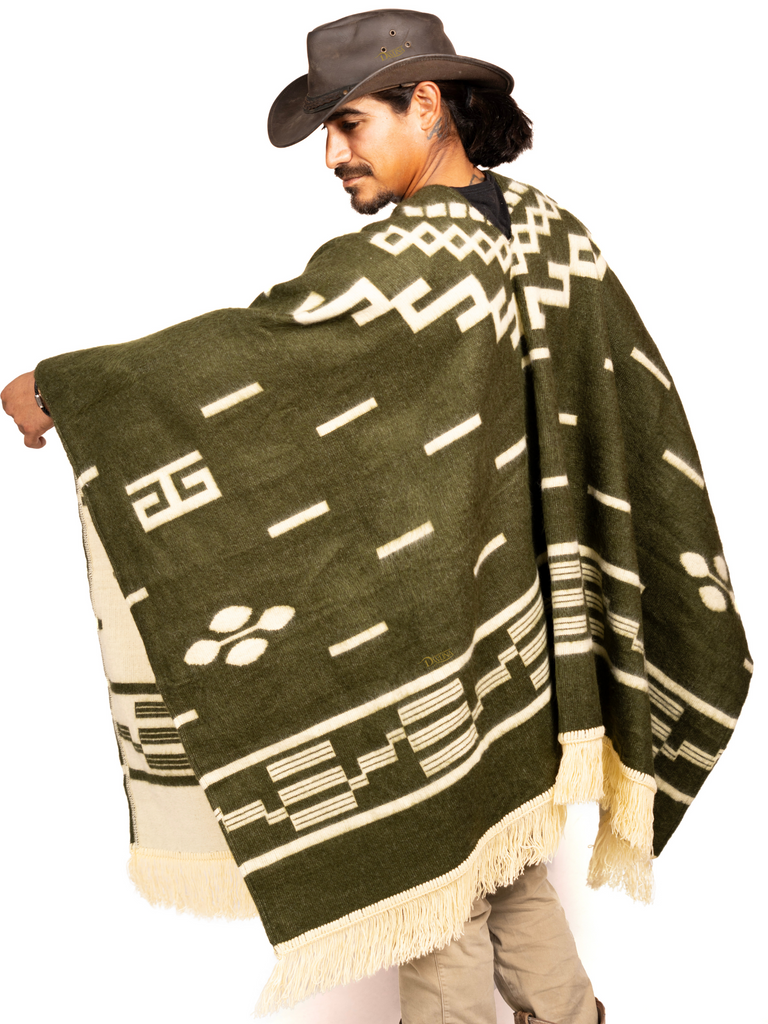 Iconic Western Film Inspired Alpaca Wool Poncho - Olive Green – DAVLINA